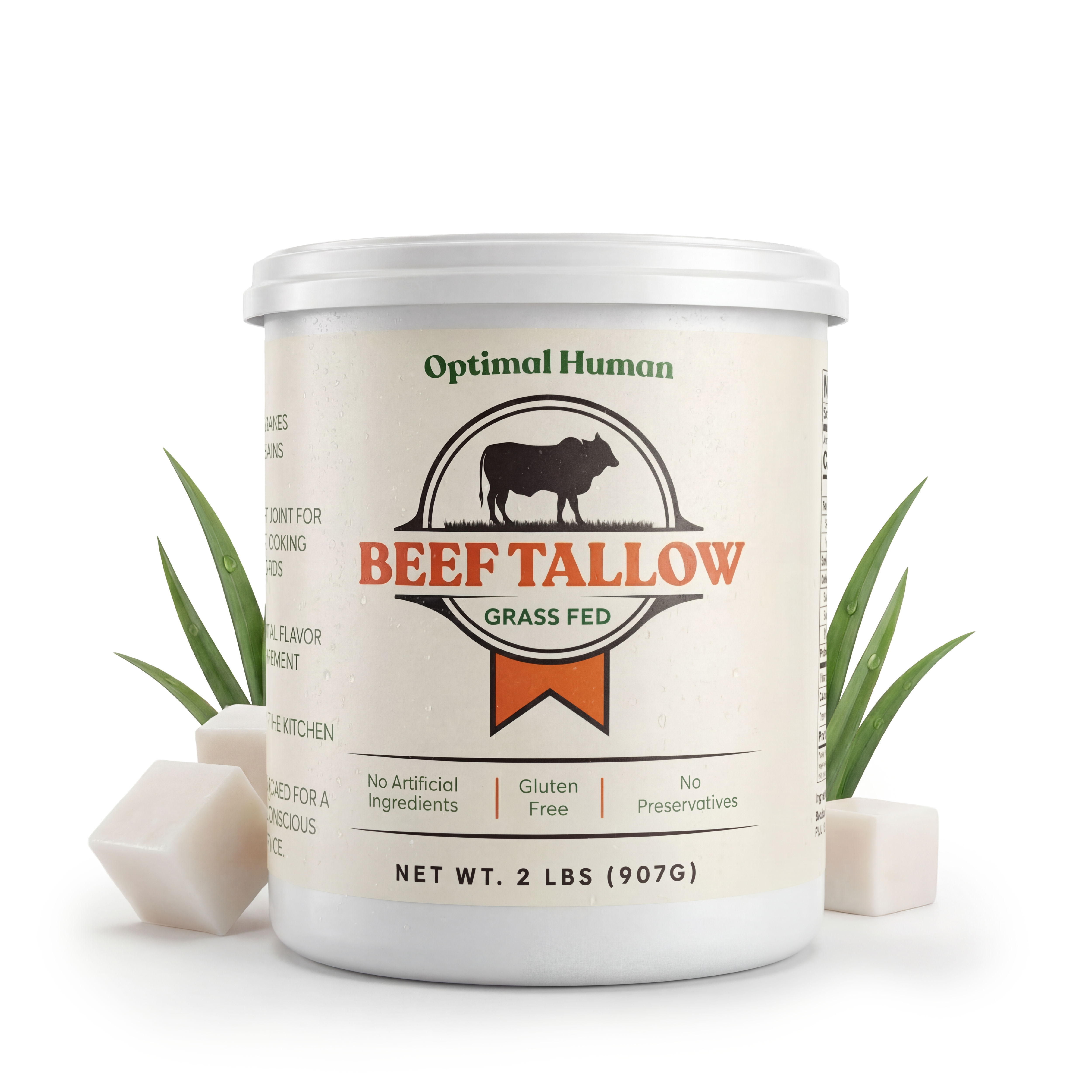 Grass-Fed Beef Tallow | Single-Ingredient Cooking Fat – Optimal Human